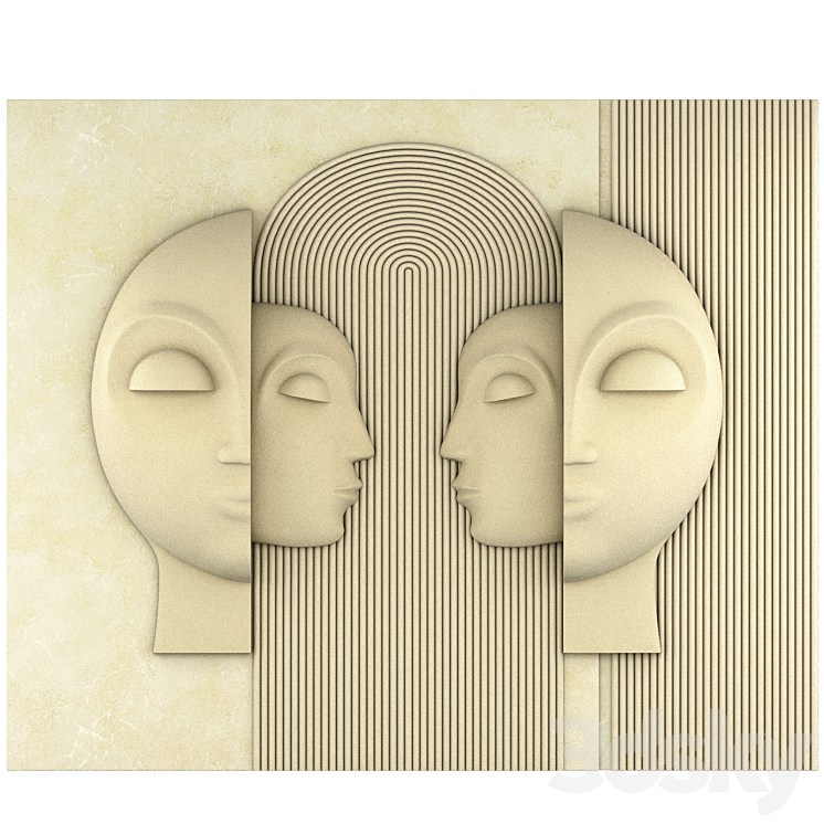 Modern abstract face relief minimalist wall art - Other decorative ...