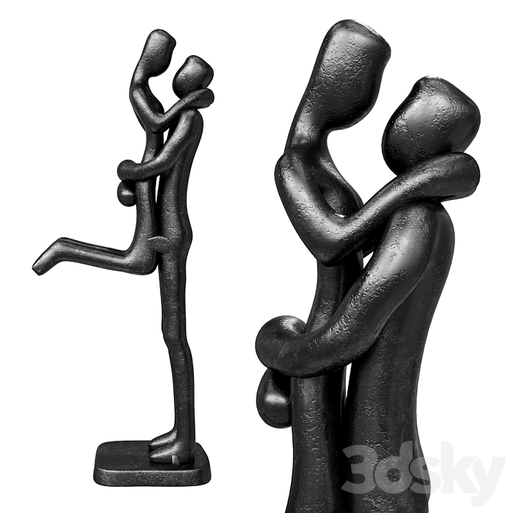 Couple Statue Happy Hugging - Sculpture - 3D model