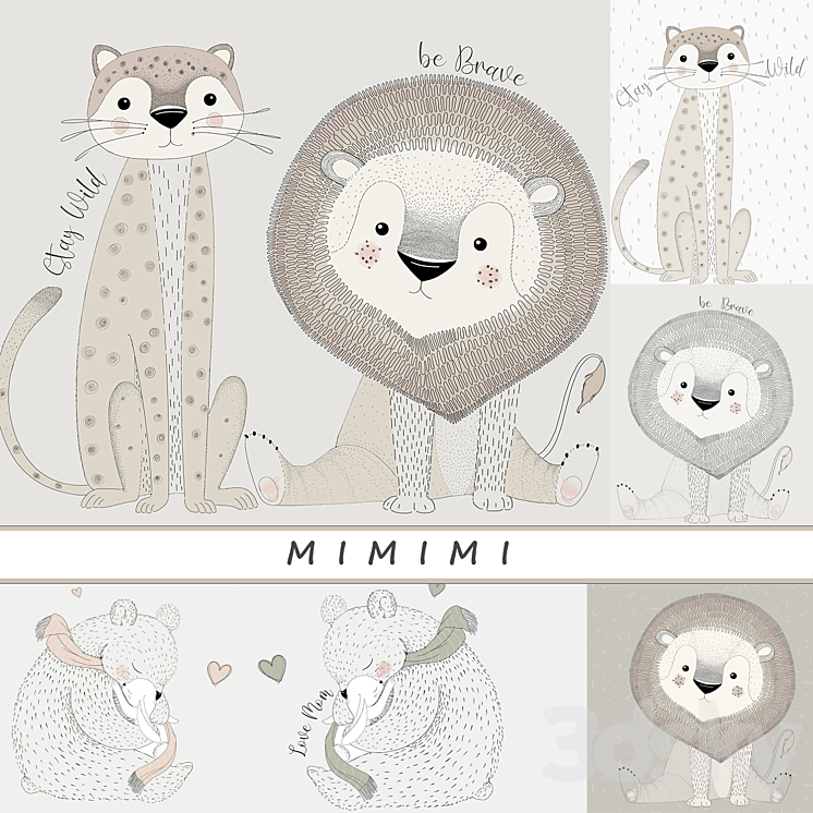 Designer wallpaper MIMIMI pack 1 - Wall covering - 3D model