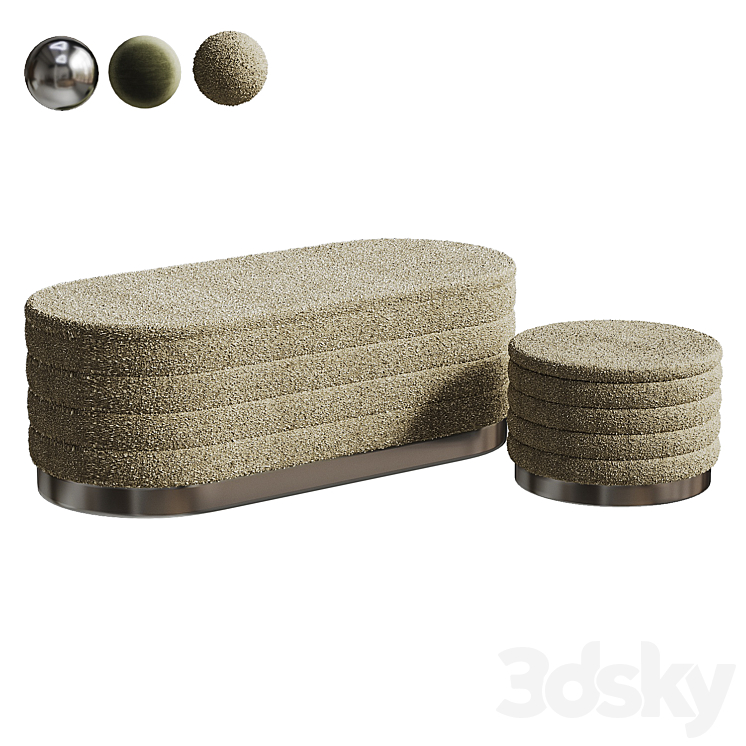 Home source cake set of 2 gray boucle storage ottomans - Other soft ...