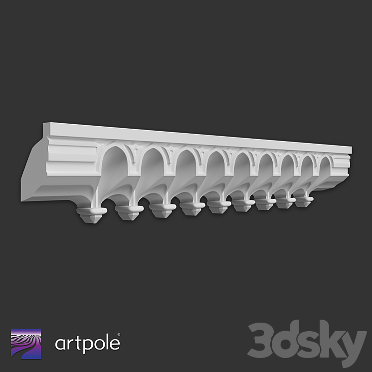 Ornamental cornice SK318 - Decorative plaster - 3D model