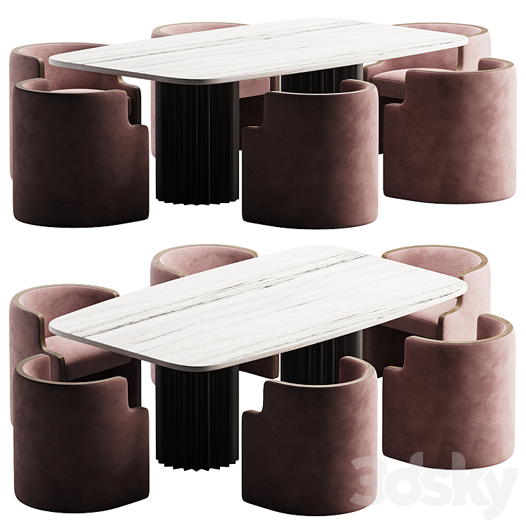 Dining set 2 - Chester Rose Velvet Barrel Dining Chair - Table + Chair ...