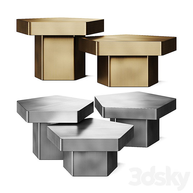 Hexa Richmond Interiors Set Of 3 Coffee Table - Table - 3D model