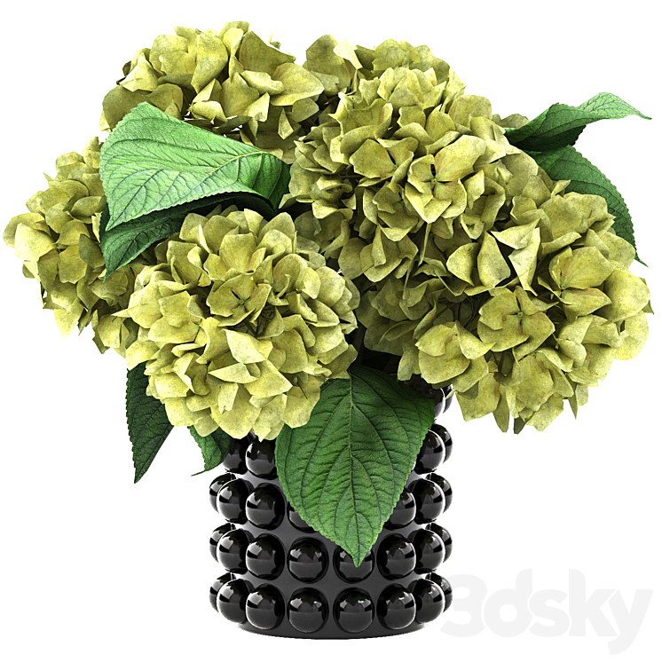 ceramic vase of hydrangea - Bouquet - 3D model