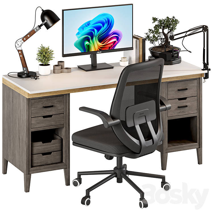 Minimalist Home Office Podcast Desk - Office furniture - 3D model