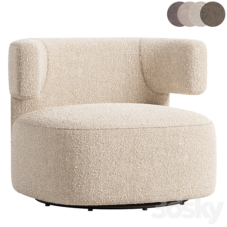 Bascom Upholstered Swivel Barrel Chair - Arm chair - 3D model