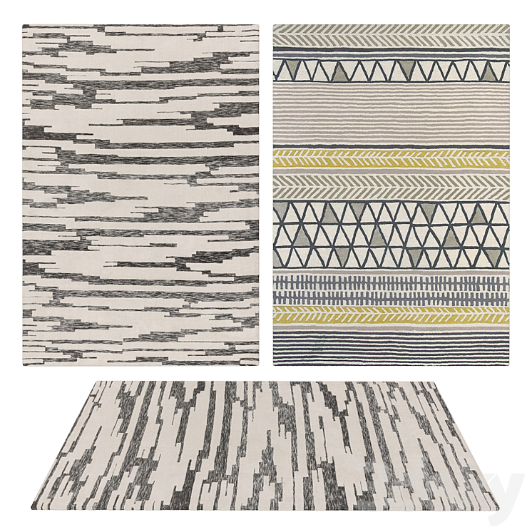 Mason Ikat Modern Abstract Rug - Carpets - 3D model
