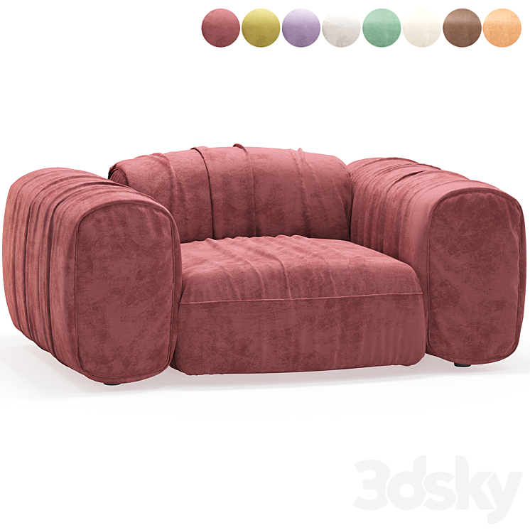 Chair from Baxter factory, Chicago series - Arm chair - 3D model