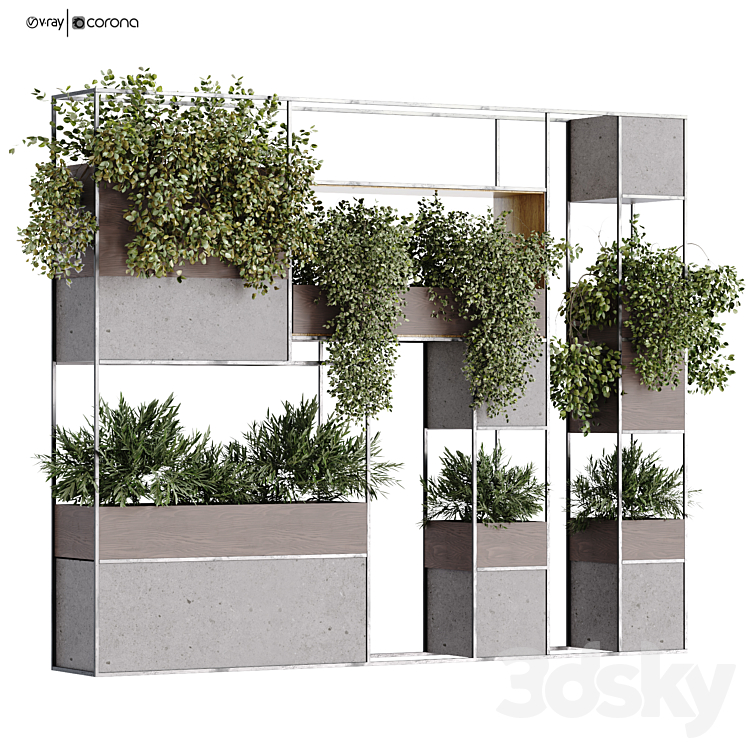 plant in box partition fitowall set 538 - Fitowall - 3D model