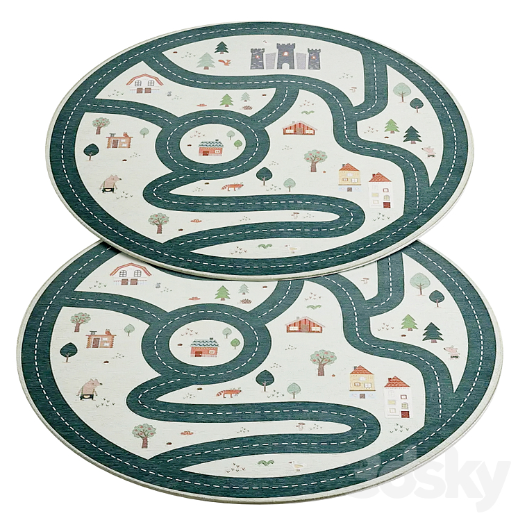 Kids rug Linus Green - Carpets - 3D model