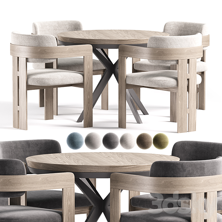 Theodore Chair And MOT OPEX Table - Table + Chair - 3D model