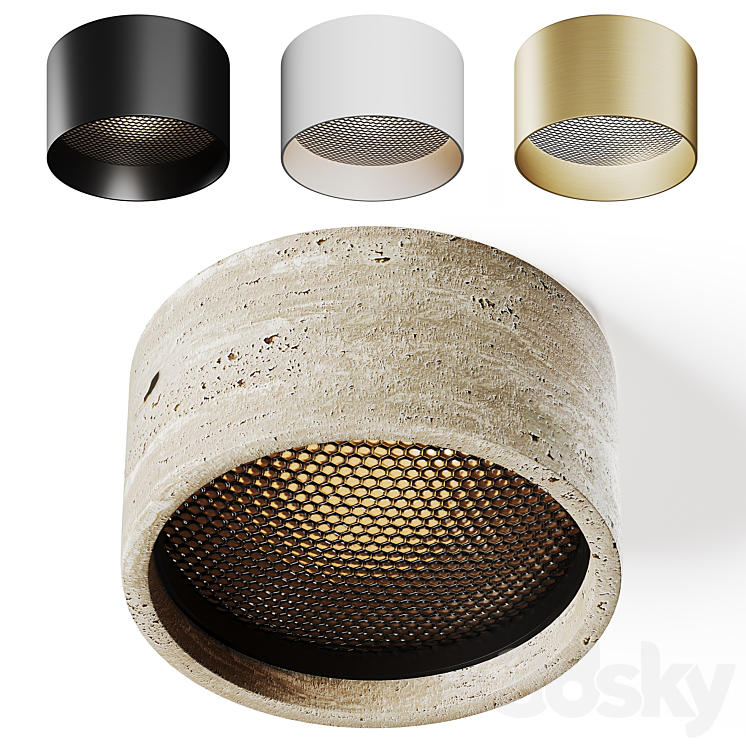OREO C TRAVERTINO + GRID by Centersvet - Ceiling lamp - 3D model