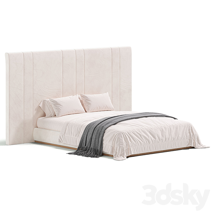 Penelope Modern Gray Velvet Bed - Bed - 3D model