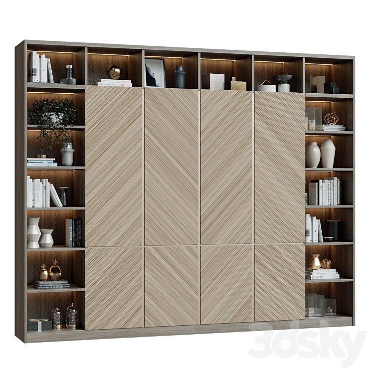 Cupboard Set 019 - Wardrobe & Display cabinets - 3D model