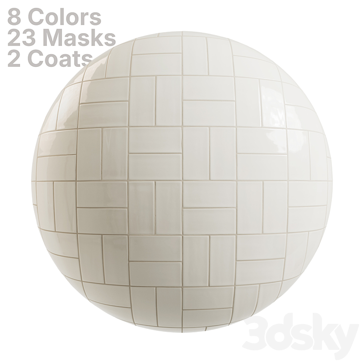 Subway Tile 3x6" Crosshatch 2x2 - Tile - 3D model