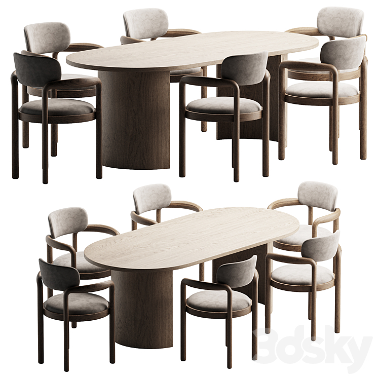 Dining set 3 - Table + Chair - 3D model