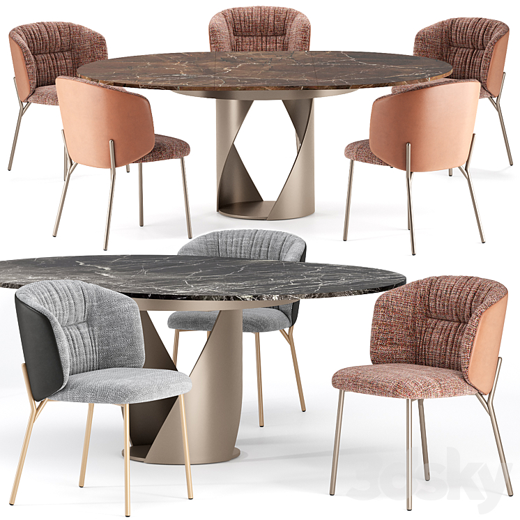 Sweel chair and Cyclone table - Calligaris - Table + Chair - 3D model