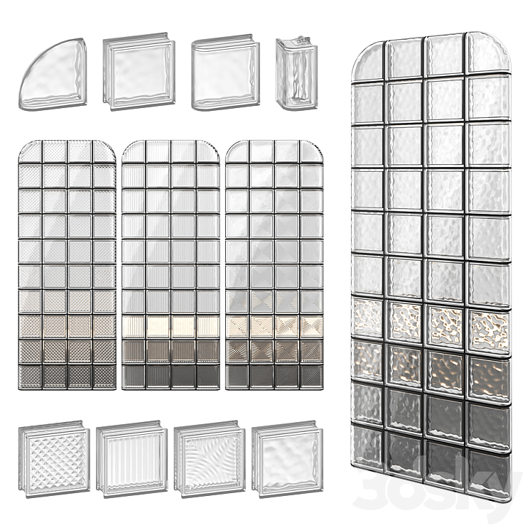 Glass Block Wall 12 - Other decorative objects - 3D model