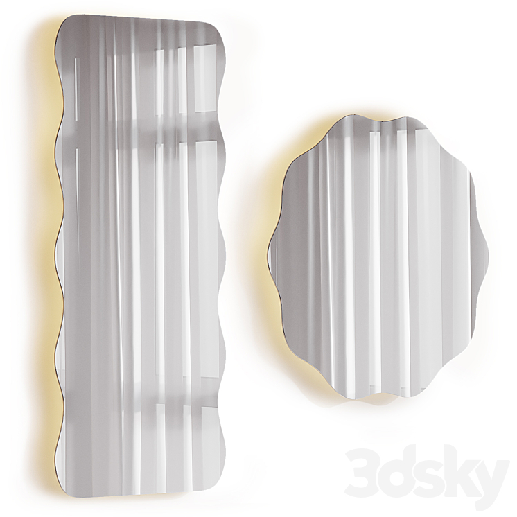 Wave Mirrors with Backlight - Mirror - 3D model