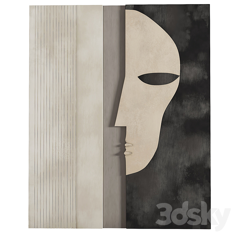 Wall Art Abstract Half Face - Other decorative objects - 3D model