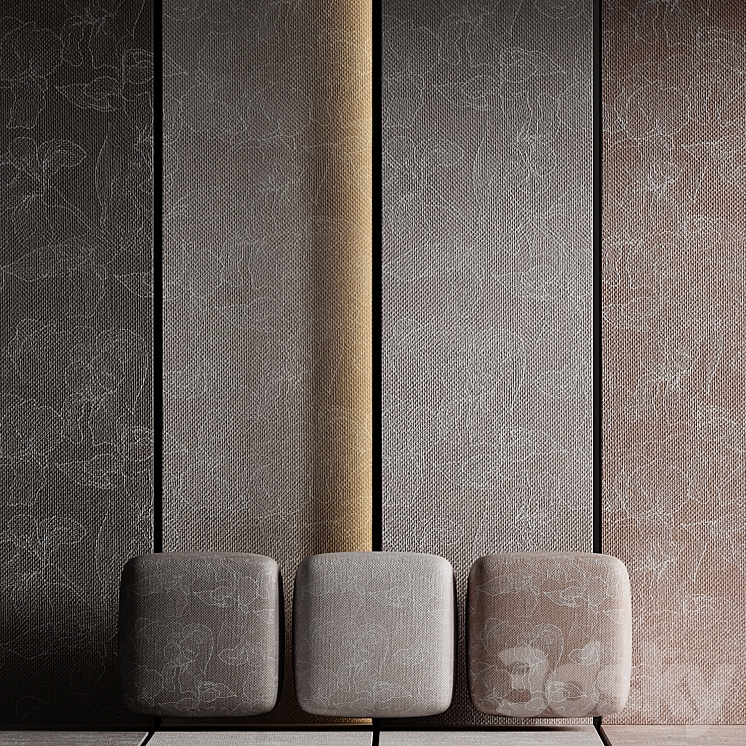 3 textures 4k in wall covering 123 seamless - Wall covering - 3D model