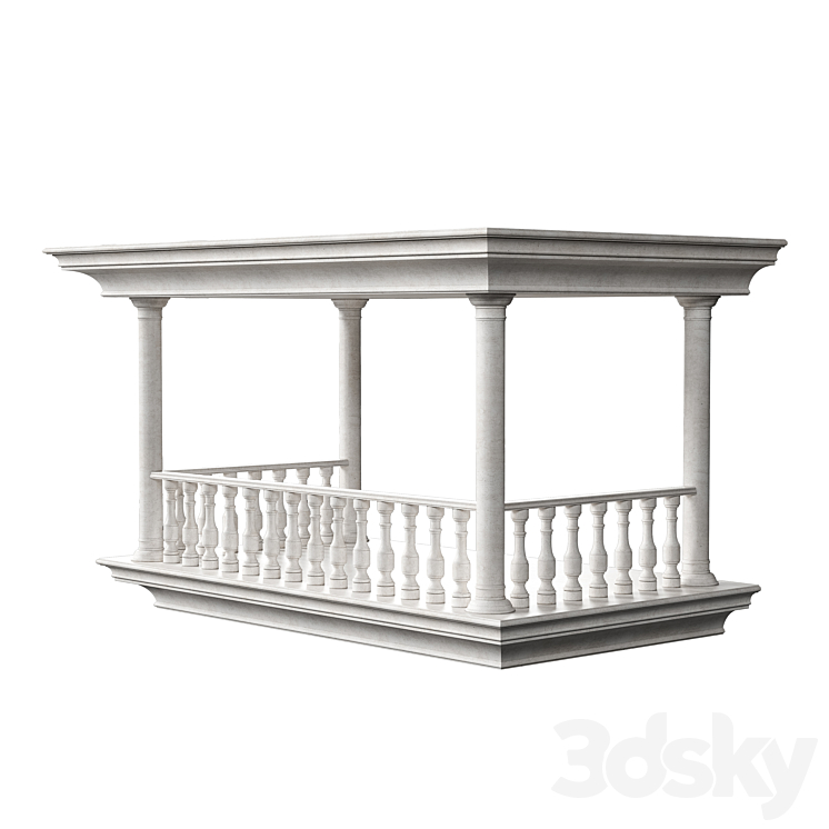 Classic Marble Balcony with Petite Marble Balusters and Round Columns ...