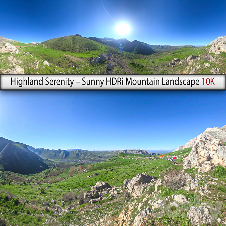 Highland Serenity Sunny HDRi Mountain Landscape 10K - HDRI - 3D model