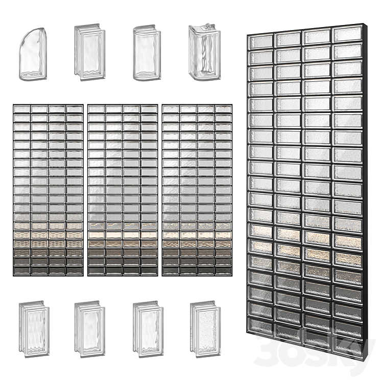 Glass Block Wall 20 - Other decorative objects - 3D model