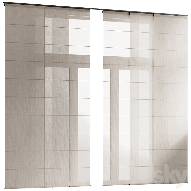 Linen Panel Blind - Curtain - 3D model