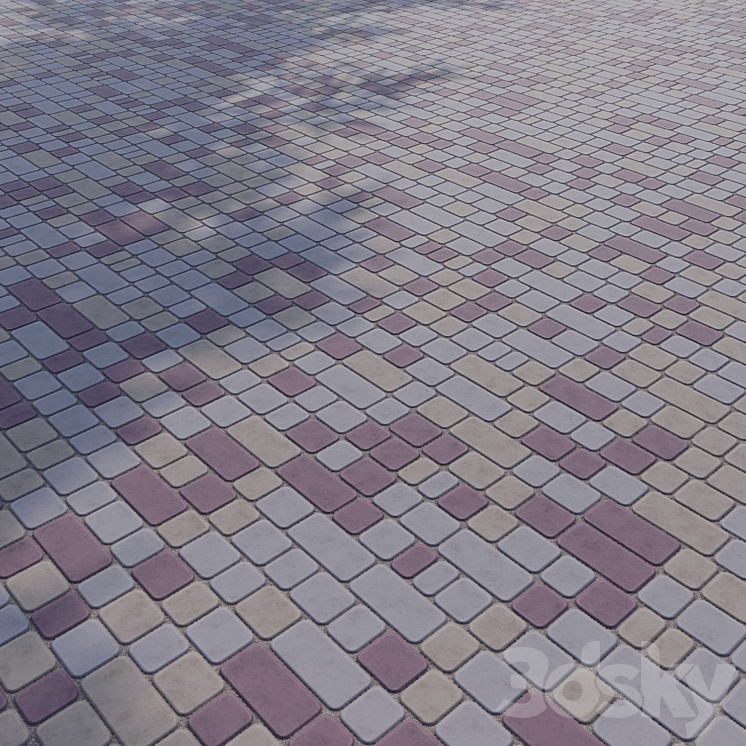 Three-color paving slabs - Paving - 3D model