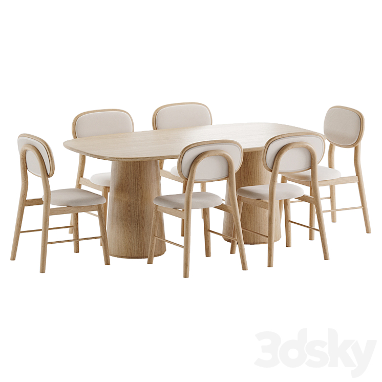 Dining set 173 - Table + Chair - 3D model