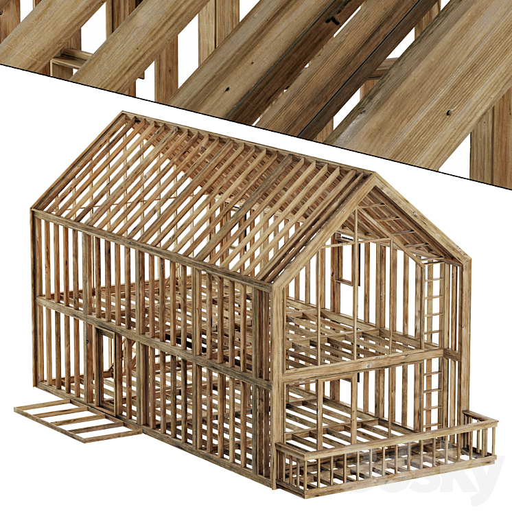 Frame house n1 - Building - 3D model