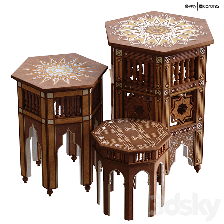islamic arabic table set 604 - Table - 3D model