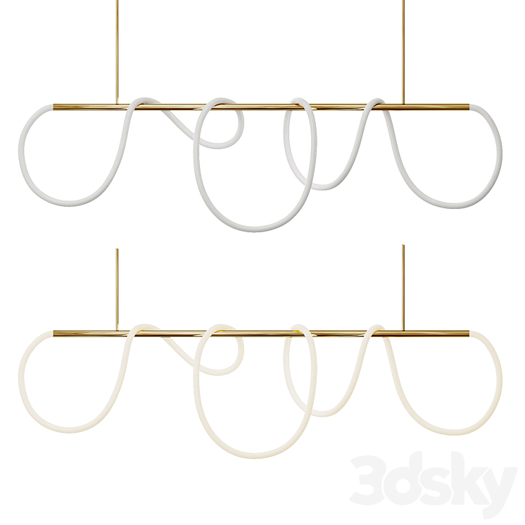 Led linear flexible chandelier - Pendant light - 3D model