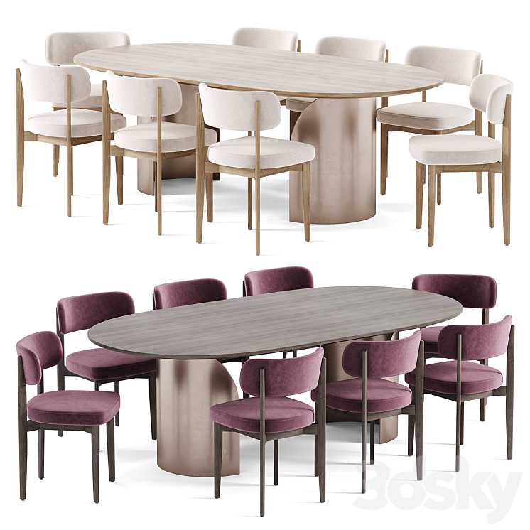 Seam Chair and Vida Table - Table + Chair - 3D model