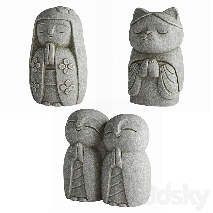 Japanese Stone Statues - Sculpture - 3D model