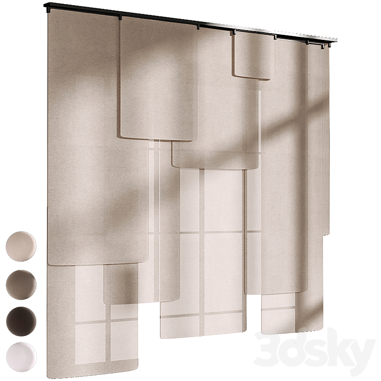 Multi-layer Panel Curtain Rectangular Leaf Blinds - Curtain - 3D model