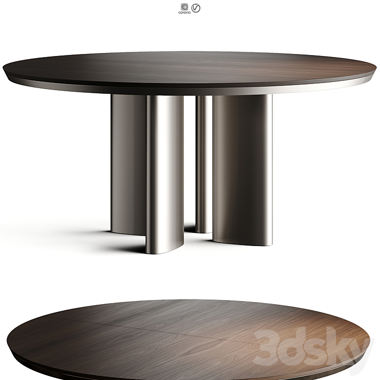 Poliform Adrien 2025 Wood Metal Round Dining Table - Table - 3D model