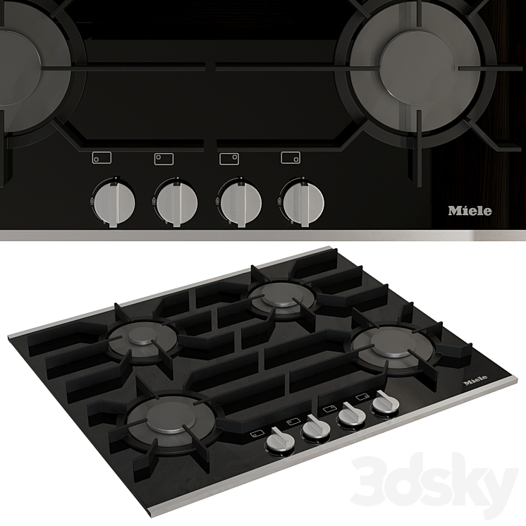 Miele Gas Stove KM 3010 G 4-burner glass gas stove corona - Kitchen ...