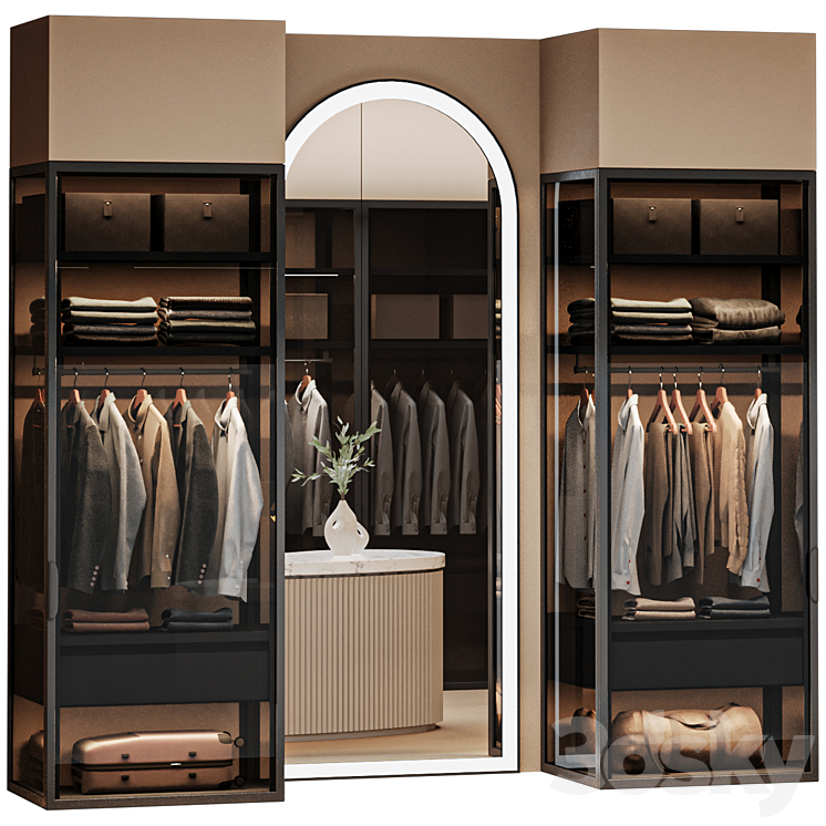 Wardrobe with island and mirror - Wardrobe & Display cabinets - 3D model