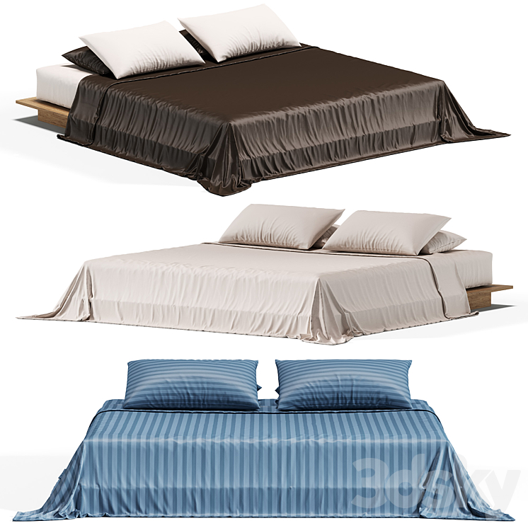 Linen bed by Alibaba - Bed - 3D model