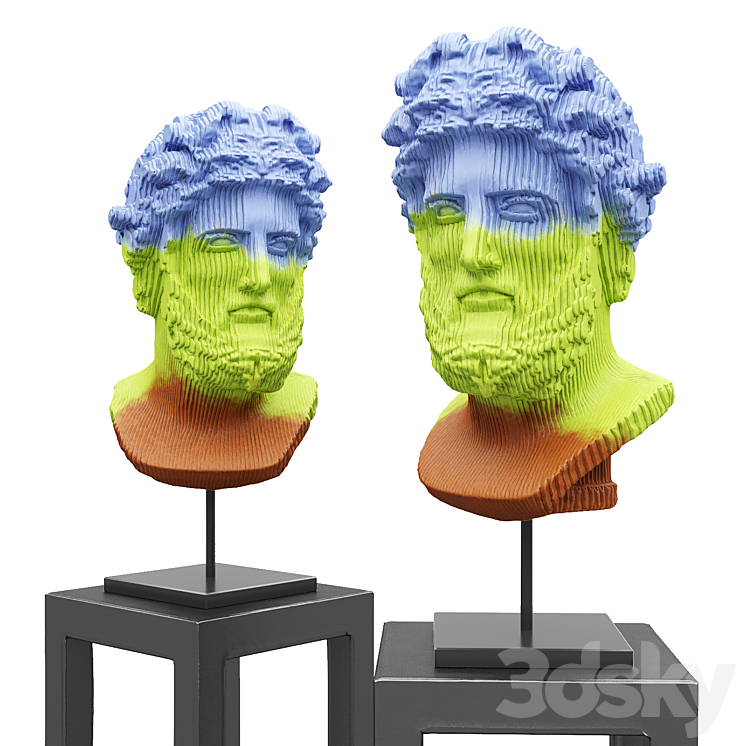 Greek bust stripes - Sculpture - 3D model