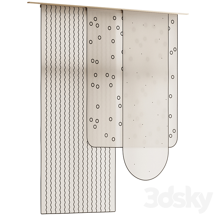 Different Forms Layered Panel Curtain w Decorative Stitching - Curtain ...