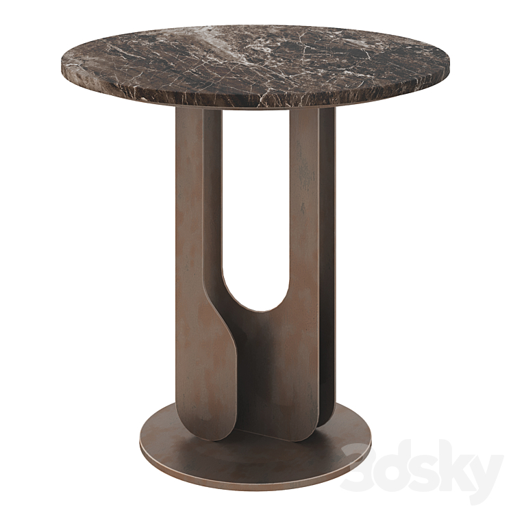 Drop Side Table with Marble - Table - 3D model