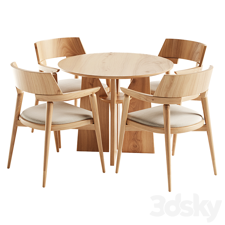 Leku Table and Bone Chair - Table + Chair - 3D model