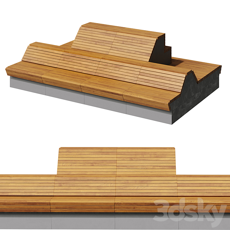 Bench chaise lounge \ Urban environment - Urban environment - 3D model