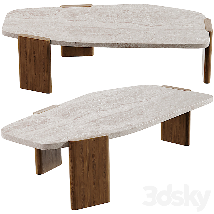 Wabi-sabi shaped natural cave stone coffee table - Table - 3D model