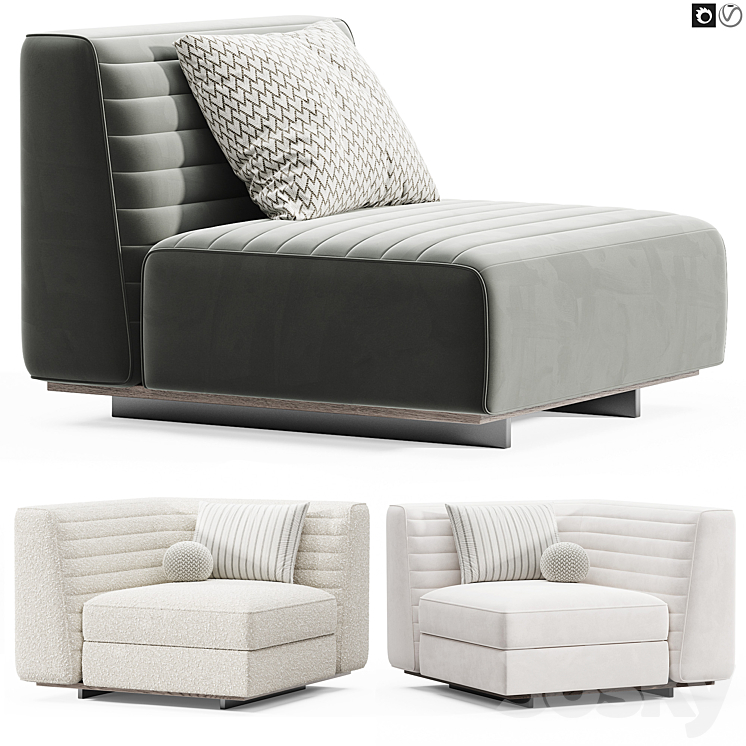 Roger Spring Unit By Minotti - Sofa - 3D model