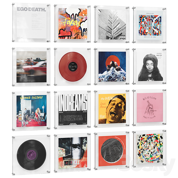 109 Vinyl records in glass frames | Colored - Other decorative objects ...