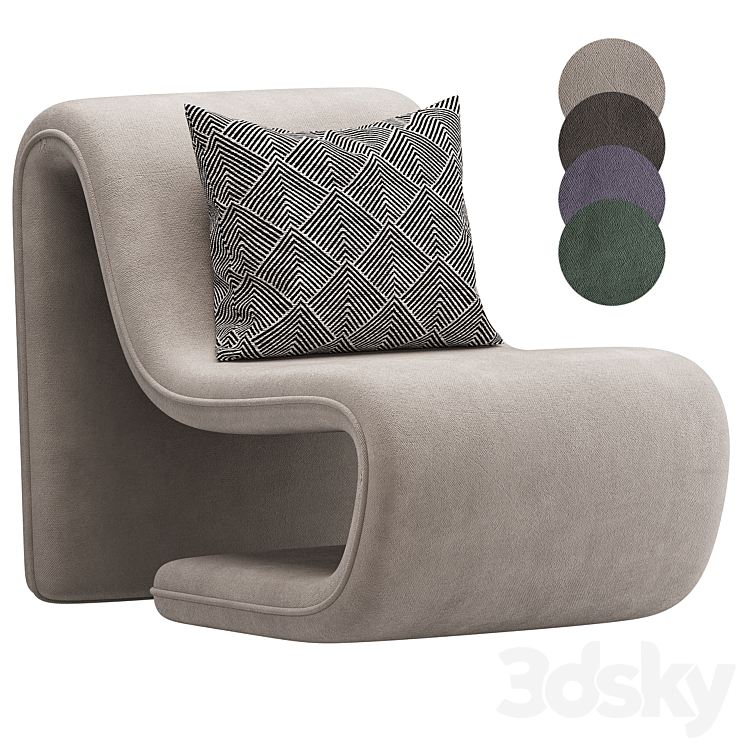 Wexler Chair in Caramel Pax Boucle - Arm chair - 3D model